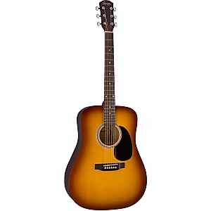 Fender Squier Dreadnought Acoustic Guitar - Sunburst Bundle with Gig Bag, Tuner, Strap, Strings, Winder, Picks, Lessons, and Austin Bazaar Instructional DVD