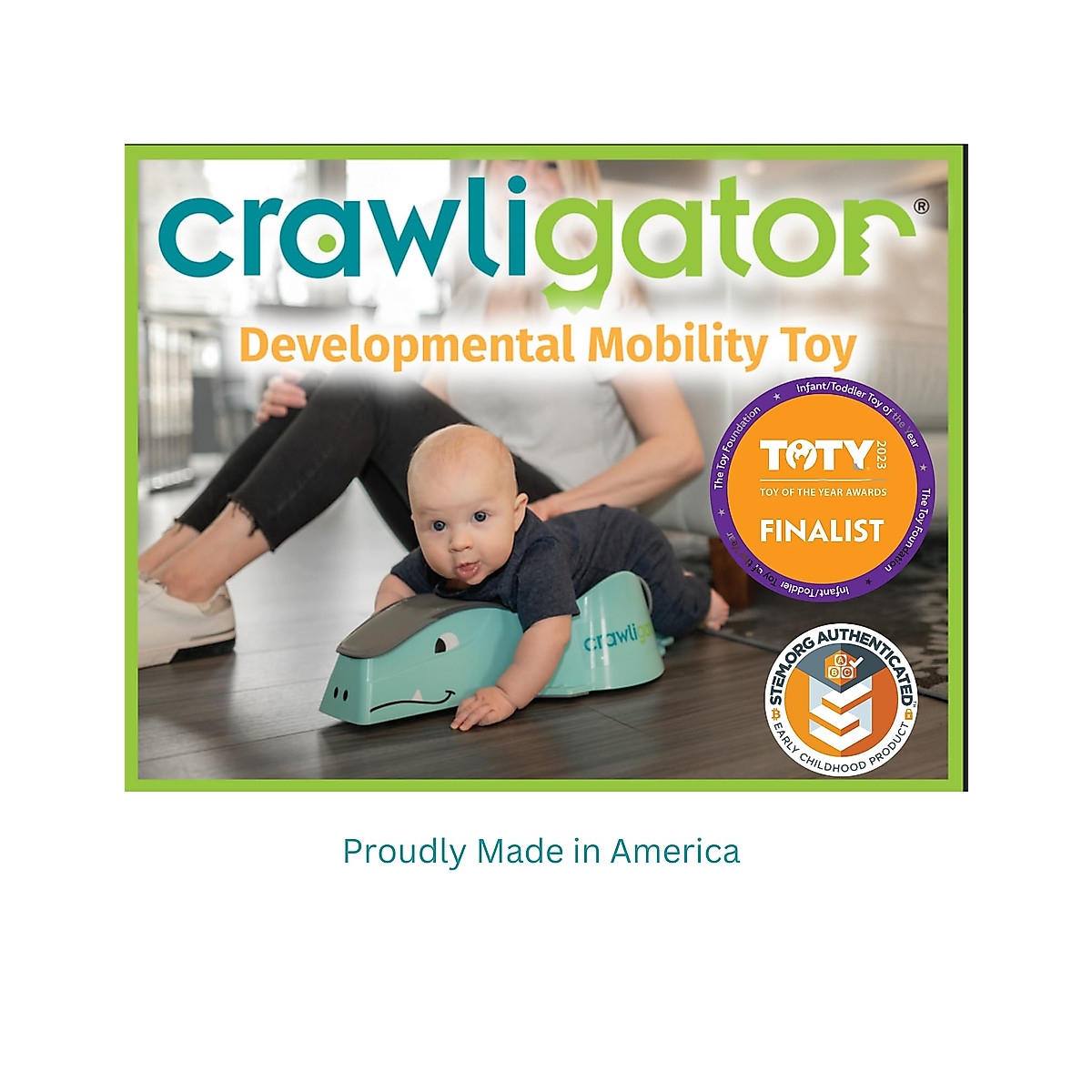 Crawligator Tummy Time Toy I Provides Mobility for Infants 4-12 Months I Early Childhood Dev (Green)