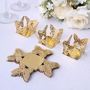 Efavormart 50 Pack | 4" Mini Metallic Gold Butterfly Truffle Cup Dessert Liners, Square Cupcake Tray Wrappers - 225GSM