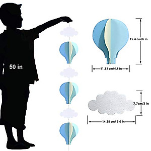 Azowa Big Size Hot Air Balloon Decorations Blue Paper Hanging Garlands Pack of 4