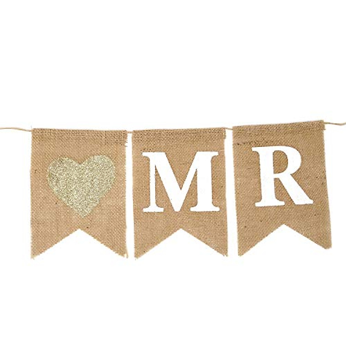Honbay MR and MRS Burlap Banner Wedding Bunting Banner for Wedding Photo Props, Backdrop or Table Decorations