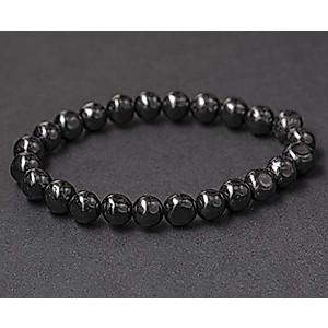 Shungite Beaded Bracelet Stretch Round Strand 6.5" is a Spectacular Stone contains natural C60 Fullerene Formed in The Heart of Shungite Mine Type II from Russia
