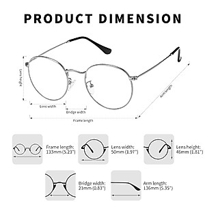 Pro Acme Classic Round Metal Clear Lens Glasses Frame Unisex Circle Eyeglasses (Silver)