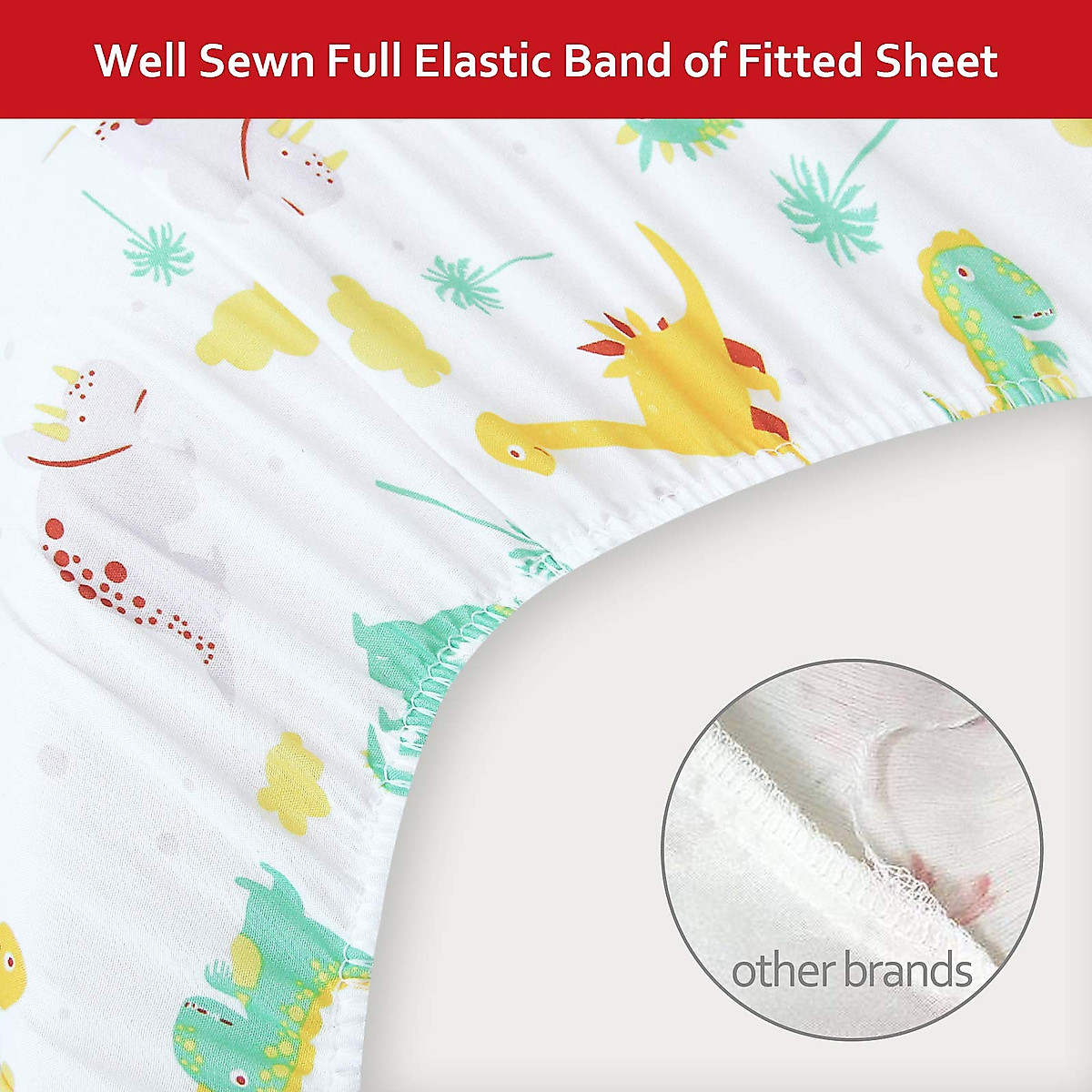 Mini Crib Sheets Fitted Compatible with Graco Playard Playpen, Breathable and Soft Fabric Pack and Play Sheets Suitable for Baby Boys or Girls Everyday Use - Dinosaur Paradise