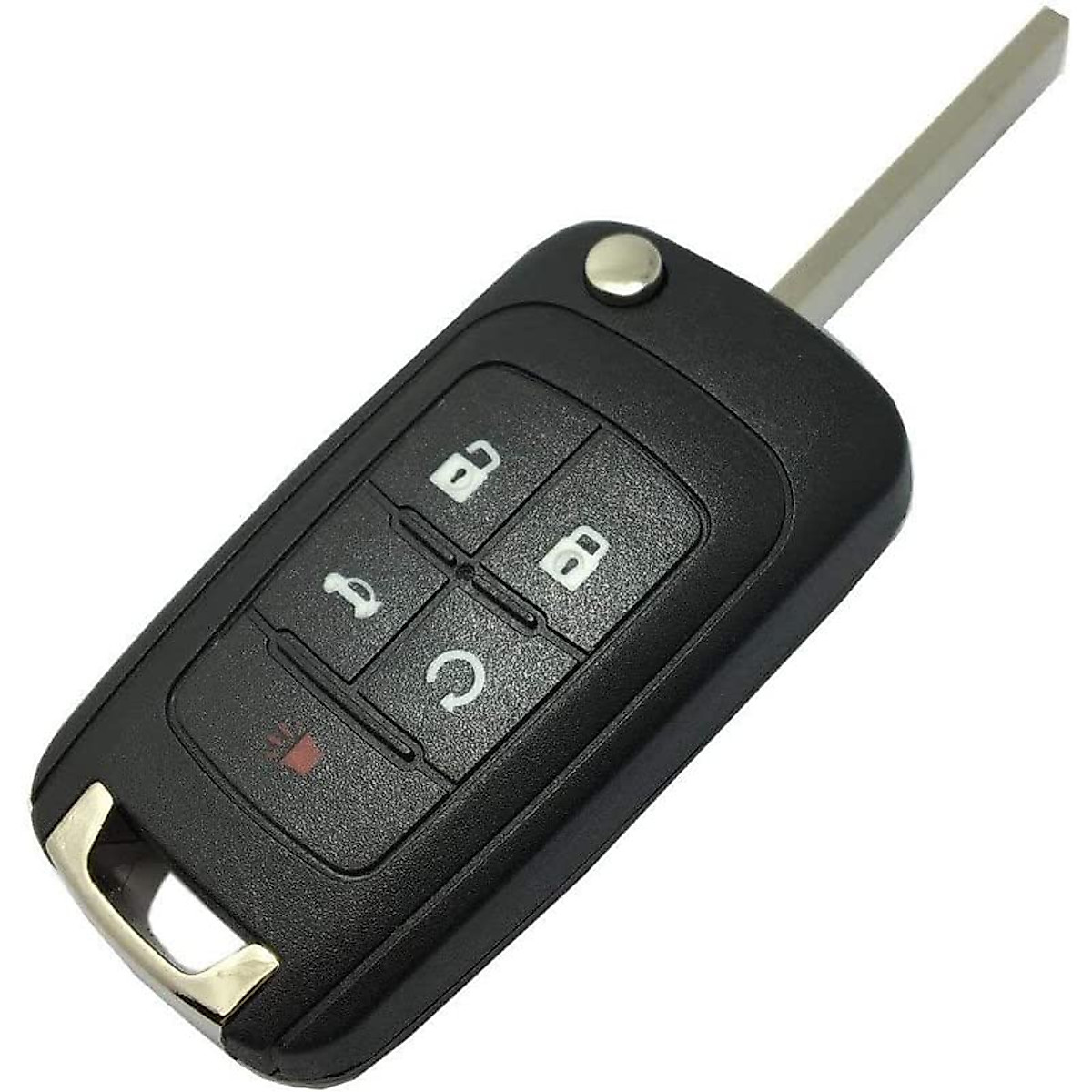 Horande 5 Buttons Replacement Key Fob Cover Case fit for Chevy Malibu Camaro Cruze Equinox Impala Sonic Keyless Entry Remote Control Key Fob Shell (Pack 2)