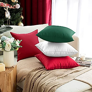 MIULEE Pack of 4 Decorative Outdoor Pillow Covers Square Cushion Cases PU Coating Waterproof Throw Pillowcase Shell for Living Room Couch Sofa Garden Tent Park 18x18 Inch Army Green