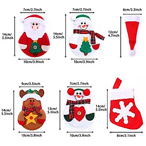 WeePaww 8Pcs Christmas Tableware Holders Set, Santa Silverware-Holders Cutlery-Holders Flatware-Organizers Knife and Fork Bags Covers for Christmas Party Decorations Xmas Dinner Table Decor Ornaments