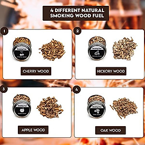 Trinhnity Cocktail Smoker Kit, Four Kinds of Wood Smoker Chips For Bourbon, Whiskey, Infuse Cocktails | Old Fashioned Smoker Kit with 1 Strain, 1 Stainless Steel Filter and 1 Brush for Wine, Whiskey