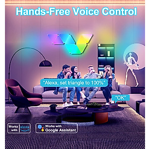 Triangle Lights LED Light Panels, Smart LED Wall Lights RGB Gaming Lights with Remote, Gaming Room Decor Work with Alexa Google Assistant,APP & Voice Control Music Sync for Bedroom/Streaming,9 Pack