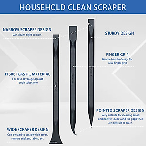 Aphrordity 9 Pieces Carbon Fiber Plastic Scraper Scratch Free Scraper Cleaning Pen-Shaped Scraper Tool for Crevice Cleaning Car Detailing Lottery Ticket Scratcher Food Scraper.Black