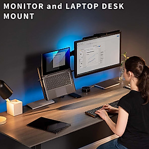 VIVO Black Fully Adjustable 13 to 32 inch Single Computer Monitor and Laptop Desk Mount Combo, Stand with Grommet Option, Fits up to 17 inch Laptops (STAND-V002C)