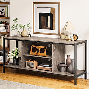 Gizoon TV Stand for TVs up to 65 Inch,Entertainment Center with Open Storage Shelves,TV Media Console Table for Living Room and Bedroom, Gray