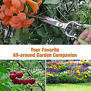 WORKPRO 2-Piece Pruning Shears Set, Drop Forged 8" Bypass Garden Shears and 8'' Handing Pruner with Steel Straight Blade