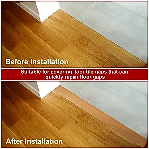 ABuff 10Ft x 2" Floor Transition Strip Self Adhesive Flooring Transitions Vinyl Laminate Floor Trim Flat Divider Strip for Joining Floor Gap, Carpet, Threshold, with Elegant Wood Grain, Brown