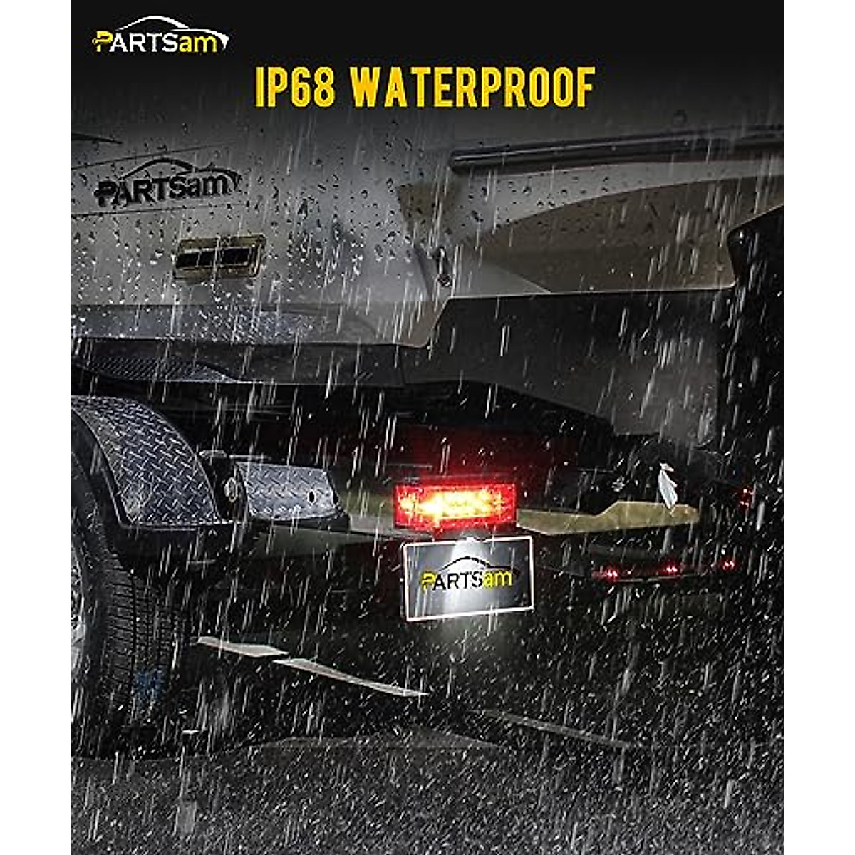Partsam 12V LED Submersible Low Profile Rectangular Trailer Lights, Waterproof LED Combination Trailer Tail Light Kit Stop Brake License Plate Turn Running Lights Sealed for Boat Trailer Lights Truck
