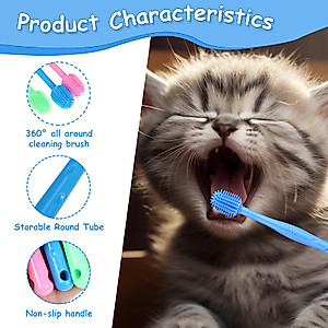 LLOUSSAK 7Pcs Dog Toothbrush Cat Toothbrush Small Dog Puppy Tooth Brushing Kit Finger Toothbrush 360 ° Dog Toothbrush for Puppy, Small Dog and Cat