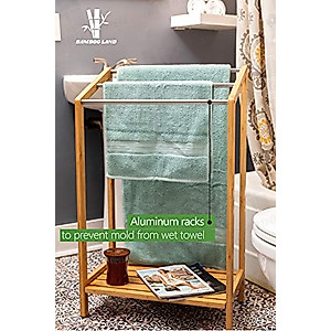 Bamboo Land- Bamboo Freestanding Towel Rack for Bathroom, Bathroom Hand Towel Holder, Outdoor Towel Rack for Pool, Standing Towel Rack, Towel Racks for Bathroom Freestanding, Towel Holder Stand