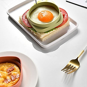 Egg Ring, Non Stick Reversible Silicone Egg Mold Practical Square/Round Egg Cooking Ring with Handles Durable Kitchen Cooking Tools