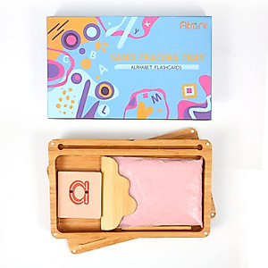 Sand Tray for Classroom Montessori Sand Tray with Lid Wooden Sand Trays for Kids Writing Letters and Numbers (Pink)