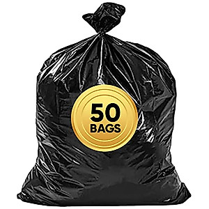 Veska 55 Gallon Trash Bags, (Value Pack 50 Bags w/Ties) Large Trash Bags 55 Gallon, Lawn and Leaf Bags, Extra Large Trash Can Liners, 50 Gallon Trash Bags, 60 Gallon Trash Bags, 55 Gal Trash Bags.