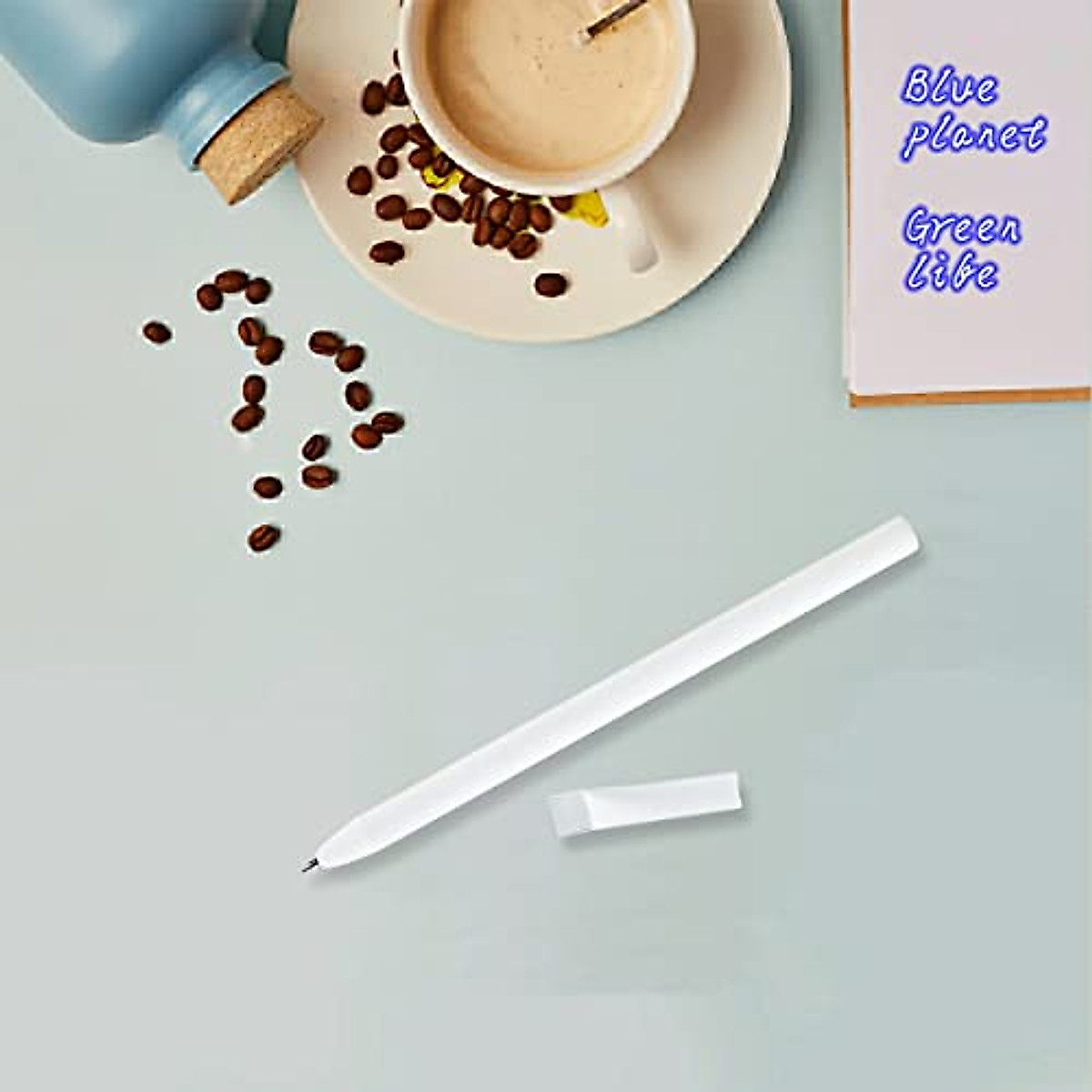 Zog Kraft Paper Barrel Writing Pen,Eco-Friendly Pens,Ballpoint Pen 1.0mm Fine Point Pen,Blue Ink 10pcs (White)