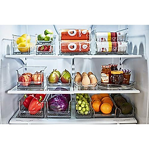 Spectrum Diversified Hexa in-Fridge Stackable Tall Bins for Storage, Organization, and Easy Access for Cans of Soda, Beer, Energy Drinks, Seltzer, and More, Large, Clear
