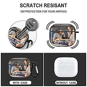 Personalized Name Photo Headphone Cover Compatible with AirPod 3rd, with Keychain, Personalized Gift for Boys Girls Kids Women Men, Shock Absorption Hard Opaque