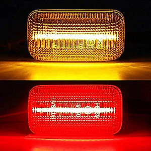 NSLUMO LED Side Marker Lights for Chevy Silverado GMC Sierra 3500 2015 2016 2017 2018 2019 2020 Clear Lens Amber Red Rear Bed Fender Side Markers Replace OEM Sidemarker Lamps