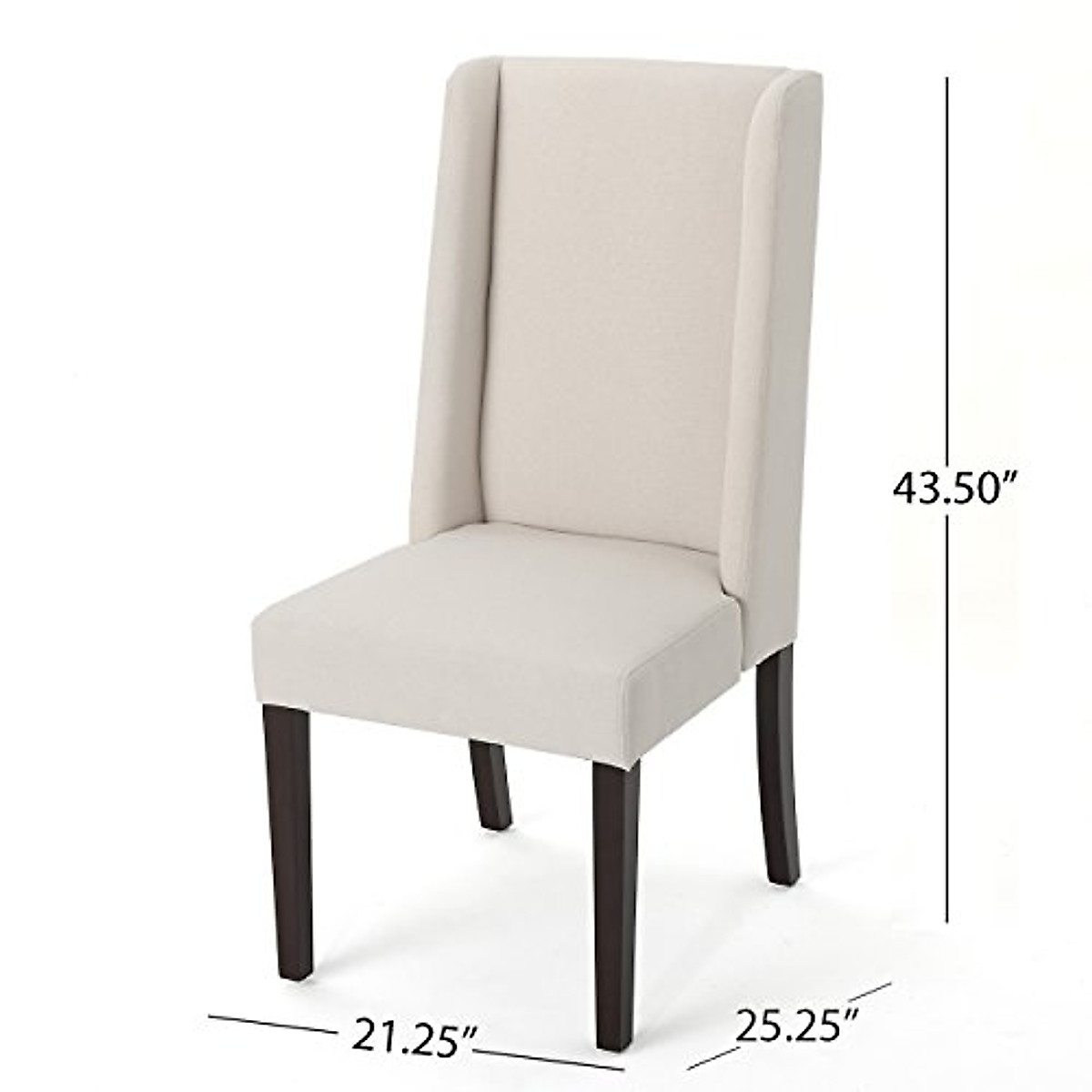 GDFStudio Christopher Knight Home Rory Fabric Dining Chairs, 2-Pcs Set, Ivory / Brown
