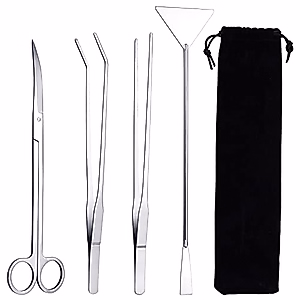 Skyeasure Aquascape Tools, Long Tweezers for Terrarium, Terrarium Tools, Stainless Steel Aquarium Plant Tools Fish Tank Cleaning Tools Aquarium Tweezers Scissors Spatula Set for Aquarium Starter Kit