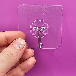 Generic 8pcs Adhesive Hooks for Hanging Transparent Self Adhesive Shower Hooks Hangers for Home and Office, Sticky Hooks for Kitchen Bathroom Water & Oil Proof Strong 22lb(Max) Door Coat Hooks