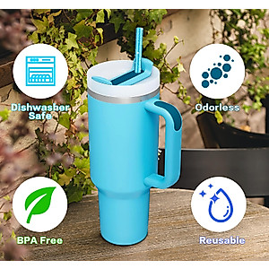 YOUCOX 10 Pack Replacement Straw for Stanley 40 oz 30 oz Cup Tumbler with handle, Color Glitter Reusable Straws with Cleaning Brush for Stanley Adventure Travel Tumbler Accessories, Dishwasher Safe