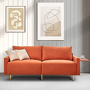 VASOENY 72.8 Inch Loveseat Sofa Couch, Mid Century Modern Linen Fabric Love Seats Sofa, 2 Seater Couches for Bedroon, Living Room, Apartment, Home Office(Orange)