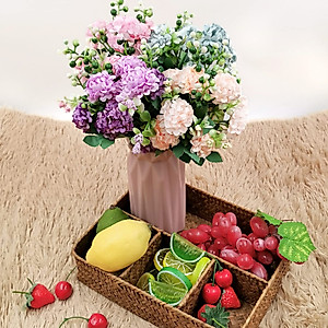 SNAIL GARDEN 40Heads Artificial Hydrangea Flowers, 4Pack Fake Silk Mini Hydrangea with 1 Vase Kraft Paper Bag-Mini Artificial Chrysanthemum Ball Perfect for Home Office Wedding Baby Shower Party Decor