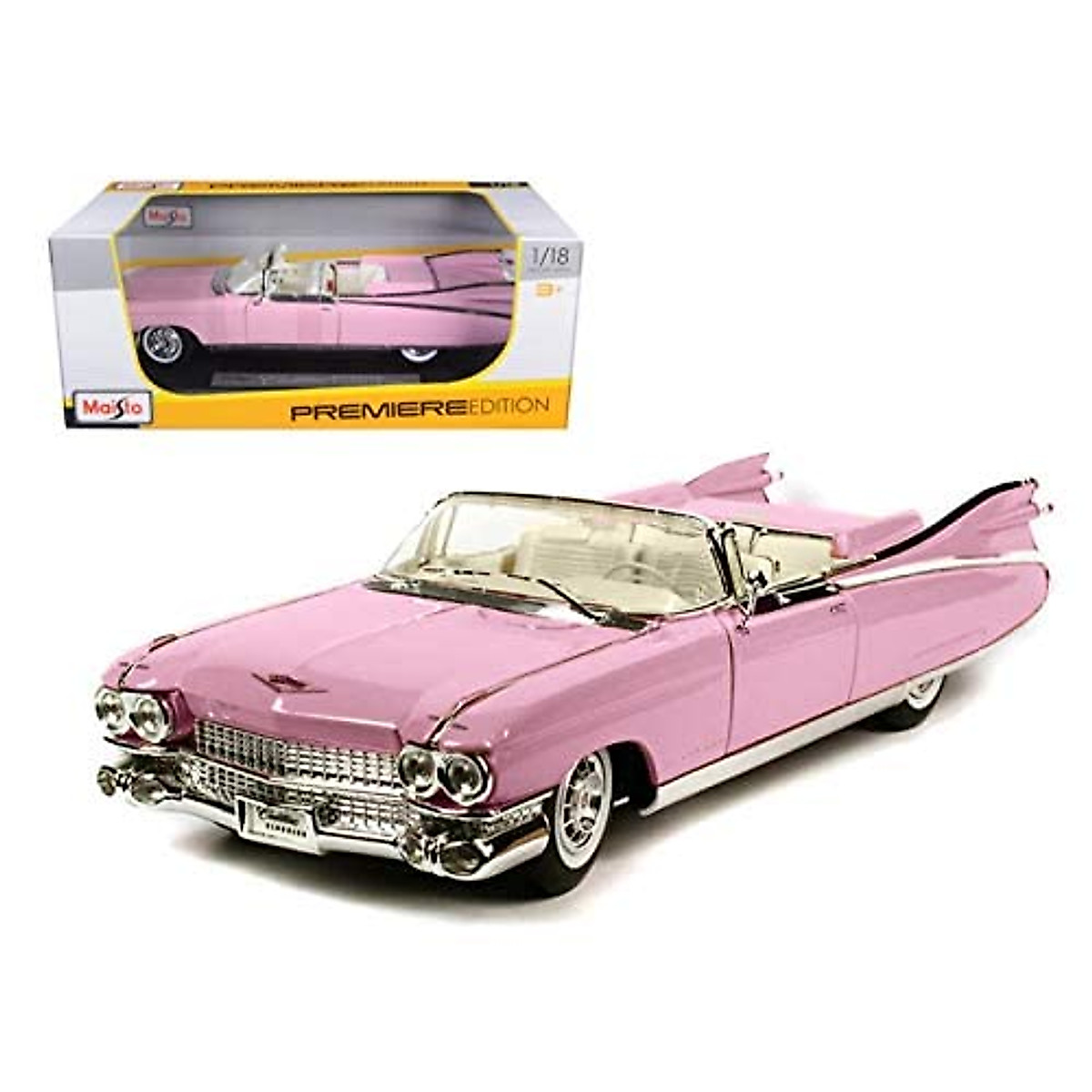 1959 Cadillac Eldorado Biarritz Convertible, Pink - Maisto Premiere 36813 - 1/18 Scale Diecast Model Toy Car by Maisto