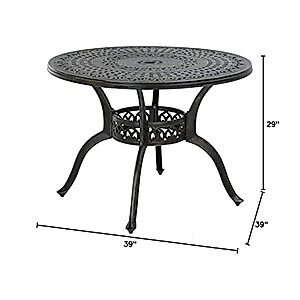FDW Patio Table Outdoor Table Outdoor Dining Table Patio Dining Table Wrought Iron Weather Resistant Patio Furniture for Patio Outdoor Pool Balcony (Round)
