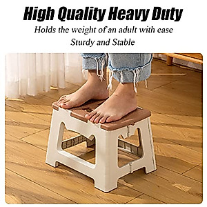 Folding Step Stool, Foldable Foot Stool with 9 Inch Height - Holds Up to 330 lbs - Lightweight Plastic Foldable Step Stool for Kids, Kitchen, Bathroom & Living Room (Green)