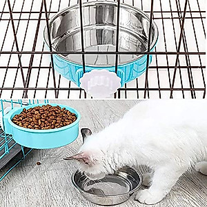 kathson Rabbit Hay Feeder Hay Manger Less Wasted Grass Holder Rack Removable Stainless Steel Crate Bowl Water Food Feeder for Rabbits Bunny Chinchilla Guinea Pigs