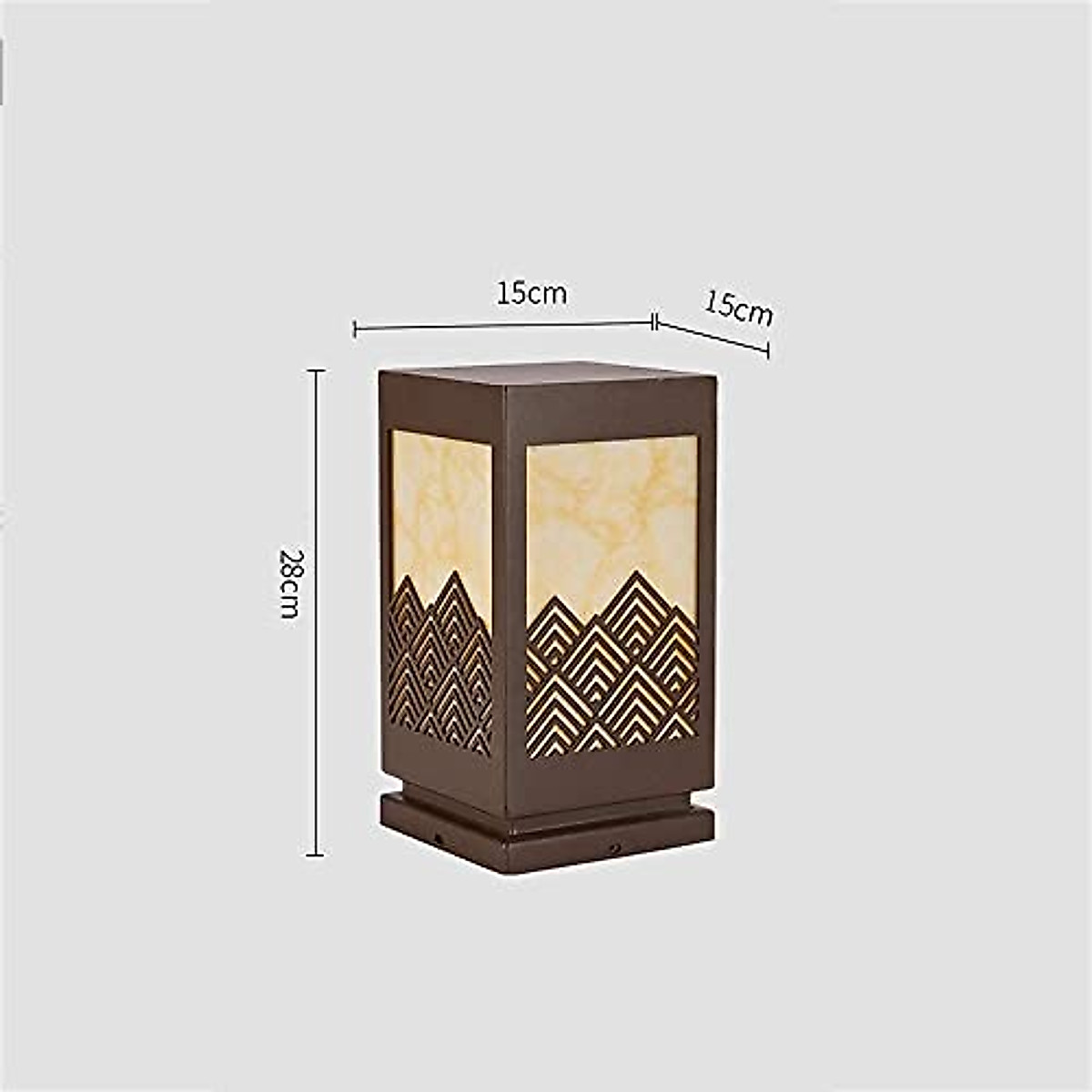 European Retro Waterproof Outdoor Garden Street Light Household Post Lamp External Lawn Rainproof Antirust Stainless Steel Marble Lampshade Column Backyard Patio Pathway Stigma Lamp E27