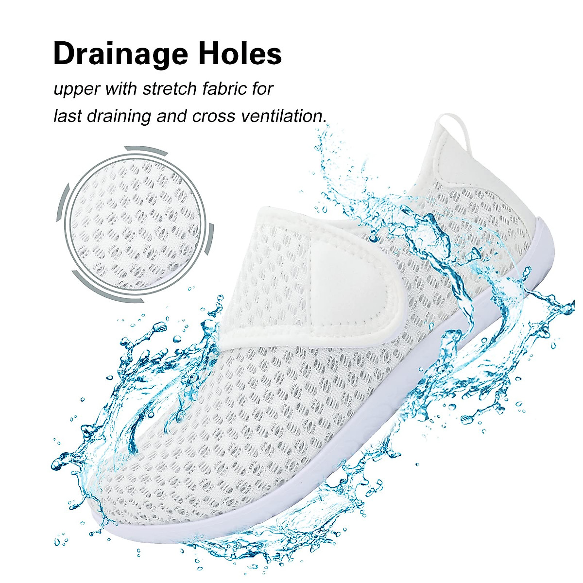 Lisdwde Womens Mens Athletic Hiking Water Shoes Quick Dry Barefoot Beach Walking Kayaking Surfing Training Shoes Mesh White 11-12 Women/9-10 Men