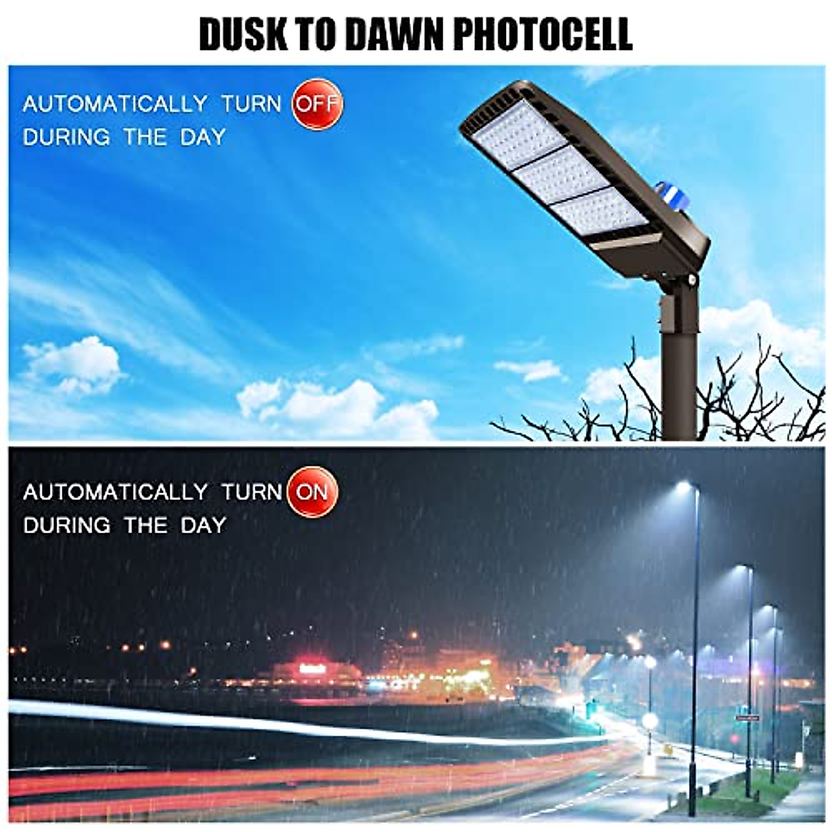 Juyace 300W LED Parking Lot Light Adjustable Slip Fitter Mount Dusk to Dawn 5000K 36000LM Outdoor Commercial Flood Light IP65 Waterproof Shoebox Area Light with Photocell (2 Pack)