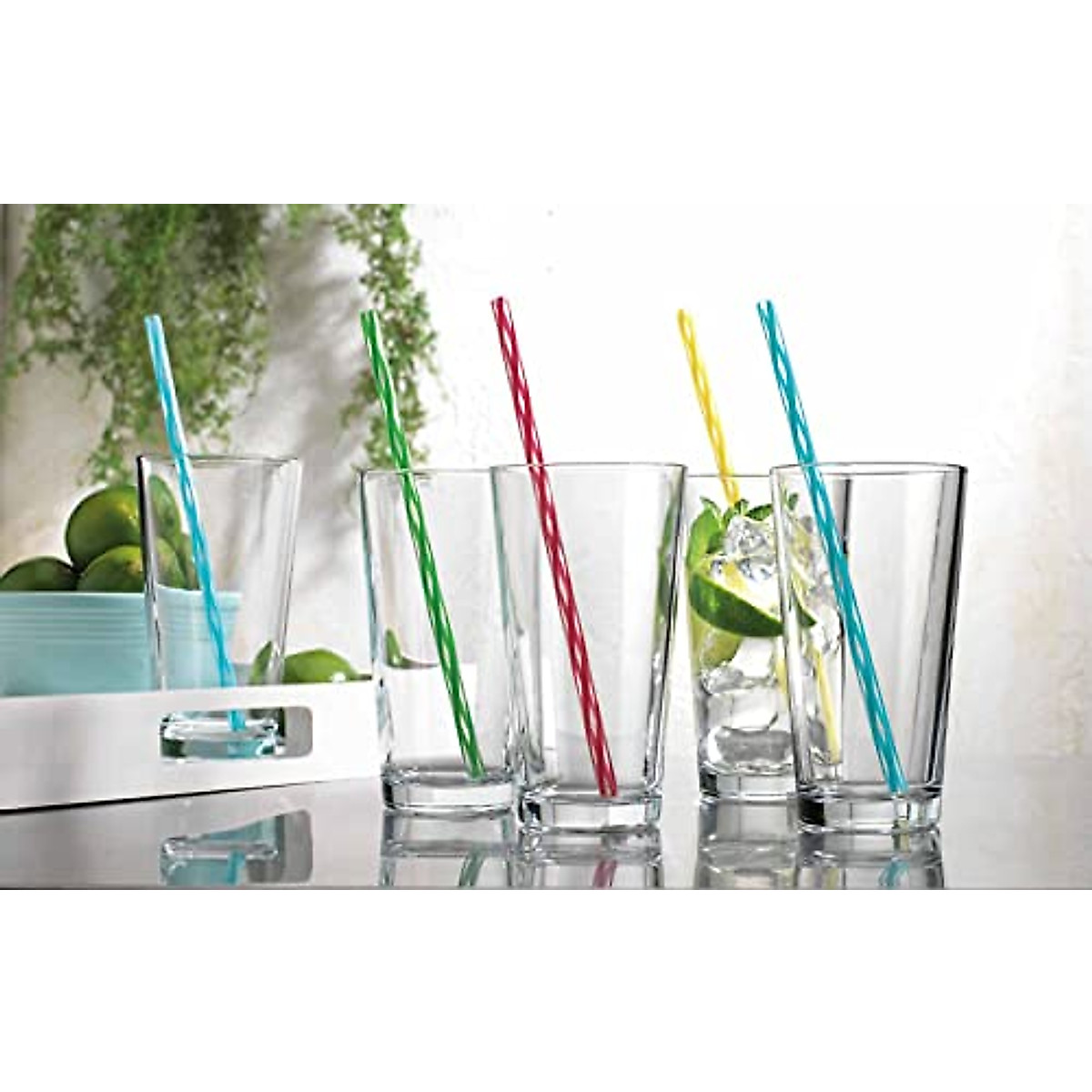 Glaver's Drinking Glasses Set of 6 Highball Glass Cups 15.7 Oz Premium, Sleek, Collins Cooler Glassware. For your Bara, Water, Beer, Juice, Iced Tea, and Cocktails. Dishwasher Safe.