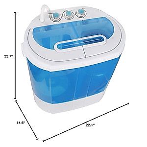 HomGarden 10lbs Portable Washing Machine with Twin Tub Electric Compact Washing Machine Mini Laundry w/Washer&Spinner, Gravity Drain Pump and Drain Hose
