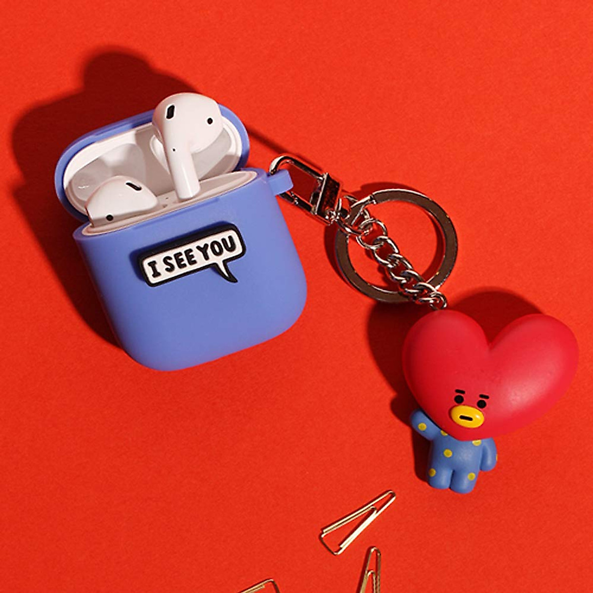 BT21 New Official Merchandise - Apple Airpods Figure Silicone Case with Figure Keyring Keychain (KOYA)