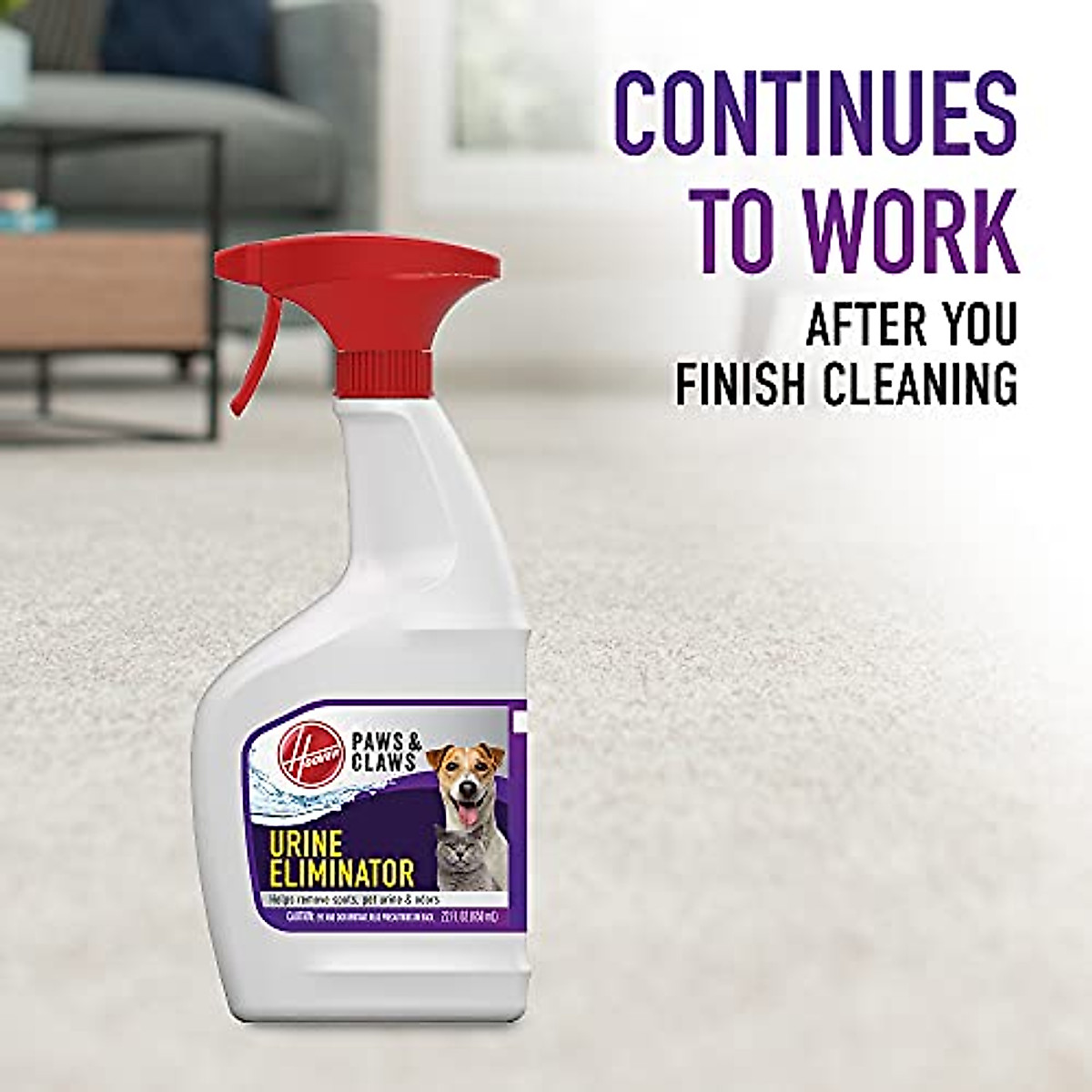 Hoover Paws & Claws Urine Eliminator Spray, 22 oz., 2 Pack, Fresh Scent, Pet Spot and Stain Remover for Carpet & Upholstery, Tackles Tough Pet Messes & Stains, Pair with Hoover Carpet or Spot Cleaner