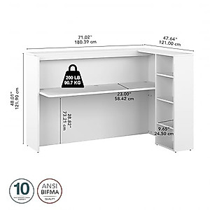 Bush Business Furniture Studio C 72W Reception Desk with Shelves in White