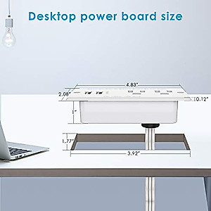 Recessed Power Strip with USB,Flat Plug Ultra Thin Extension Cord,Furniture Desktop Charging Station for Side Table,End Table,Flush-Mount Desk Outlet Power Grommet with 9.85ft Cord(White)