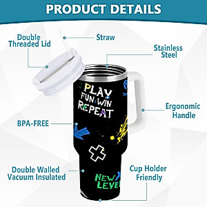 RPLIFE Abstract Gamepads Pattern Tumbler, Stainless Steel Coffee Mug, Insulated Tumbler, Tumblers for Women