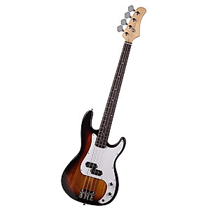 Vasitelan Electric Bass Guitar Full Size 4 String 46 Inch Bass (Brown)