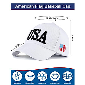 ROLVNHTV 4 Pieces USA Hats for Men American Flag Cap Adjustable Embroidered Patriotic Black Baseball Hat Trucker Hat for Men Women